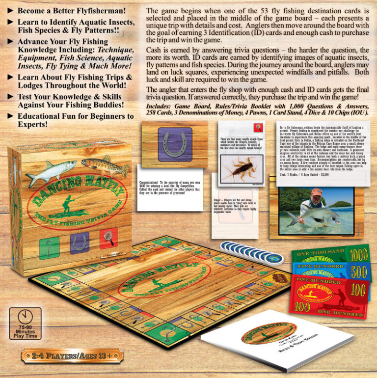 Dancing Mayfly Board Game Fly Fishing, Identify Fly Patterns|Fish Species